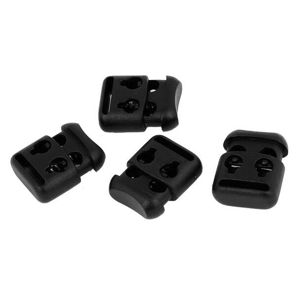 4 x 5mm Diameter Dual Hole Spring Loaded Clamps Cord Locks Ends - Black ...
