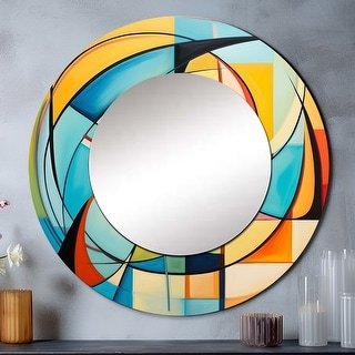 Designart "Colorful 0 Mid Century Abstract Essence I" Mid-century Round ...