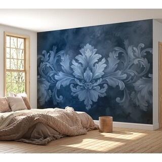 Abstract Wallpaper Wall Mural - Dark Blue Decoration - Bed Bath ...
