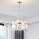 Casandra Brushed Champagne Silver 5-light Drum Crystal Chandelier - Bed ...