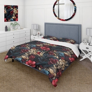 Designart "Darkened Melody Moody Patterns II" Gold Cottage Bedding ...