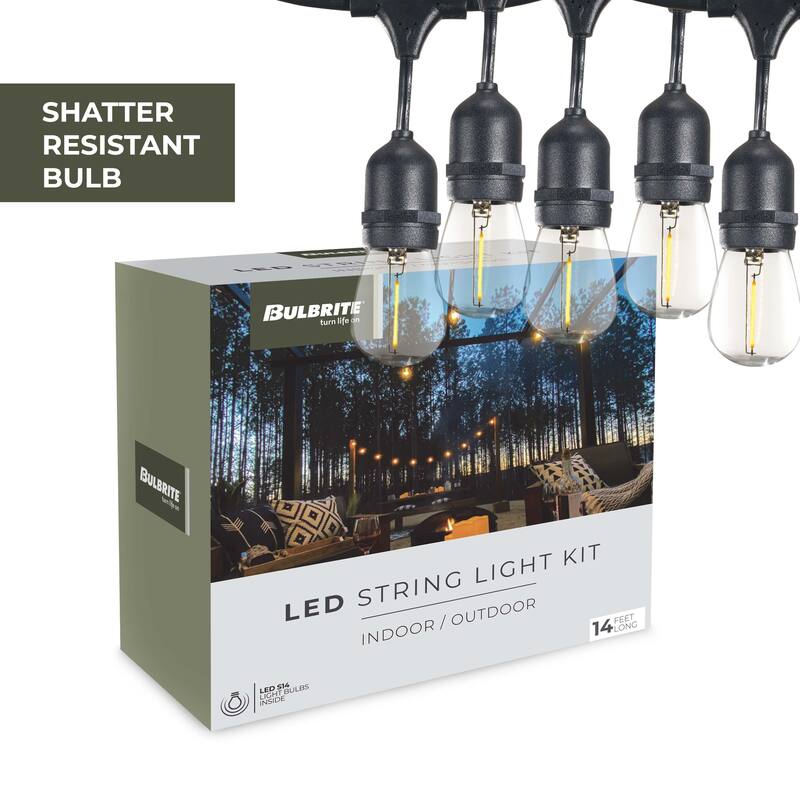Bulbrite 14-foot Indoor/Outdoor String Light Kit with Clear Shatter ...