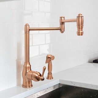 One-Handle Copper Pot Filler Kitchen Faucet with Side Sprayer - 18.3 ...