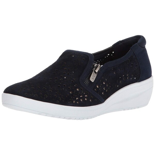Shop Anne Klein Womens Yvette Leather Low Top Zipper Fashion Sneakers ...