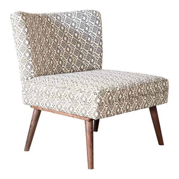 Fabric Upholstered Diamond Pattern Accent Chair With Wooden Legs Black ...