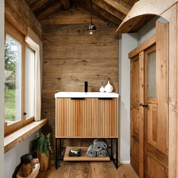 30x18 Inch Plywood Freestanding Bathroom Vanity With Resin Basin - Bed ...