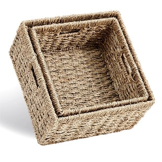 Square Wicker Baskets for Organizing - 12.5"D x 12.5"W x 6.7"H - Bed ...