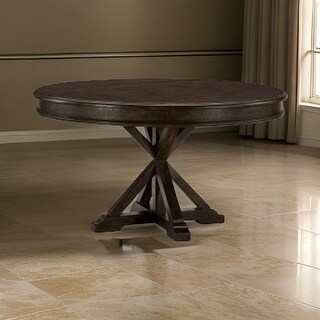 Berey 54 Inch Dining Table, Round 4 Seater, Driftwood Brown Wood Finish ...