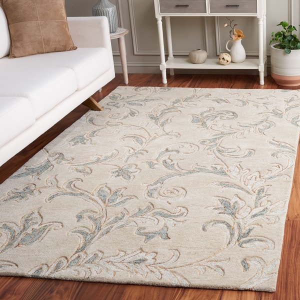 SAFAVIEH Handmade Jardin Taiga French Country Floral Wool Rug - Bed ...