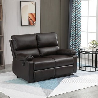 HOMCOM Modern Manual Recliner 2 Seater Sofa with PU Leather Upholstery ...
