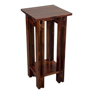 Acacia Wood Architectural Plant Stand with Shelf - On Sale - Bed Bath ...