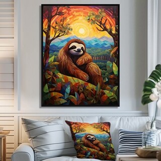Designart "Relaxing Sloth In Colorful Landscape" Sloth Framed Wall Art ...
