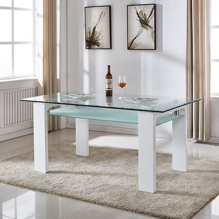 Double-Layer Tempered Glass Rectangular Dining Table, For Dining Table ...