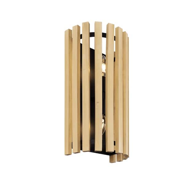Suratto 2-Light Flush Up-Cycled Wood Slat Wall Sconce - N/A - Bed Bath & Beyond - 38088097