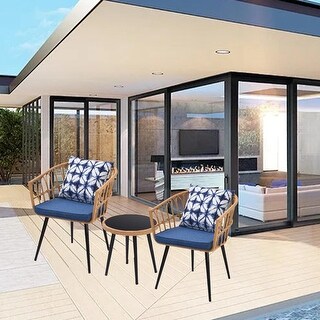 Three Piece Outdoor PE Rattan Conversation Chair Set - Bed Bath ...