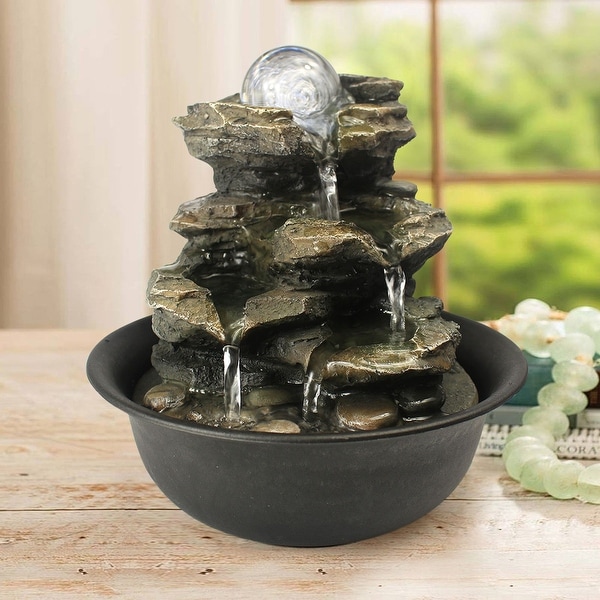 Sunnydaze Tiered Vessels Indoor Ceramic Tabletop Water Fountain - 10 ...