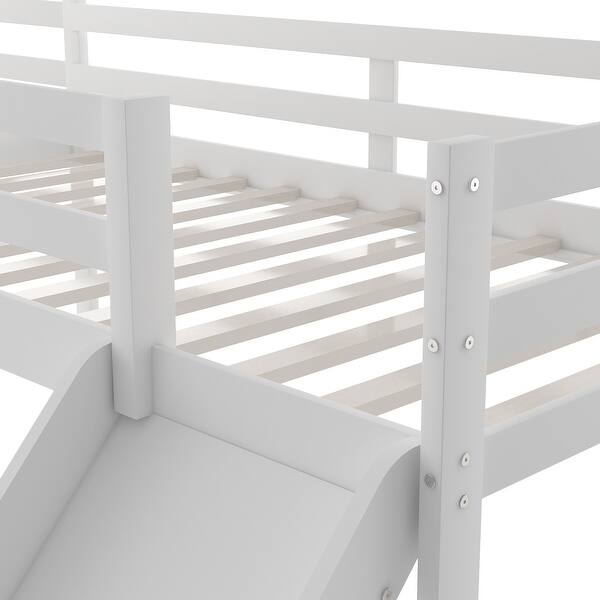 Contemporary Style L-Shaped Loft Bed with Ladders and Slide - On Sale ...