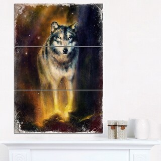 Designart "Calm Wolf" Animal Art On Canvas - 28x36 - 3 Panels - Bed ...