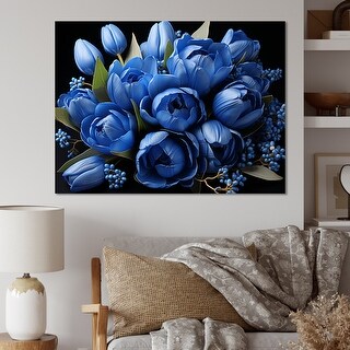 Designart "Azure Blue Tulips Bloom" Tulips Wall Art - Bed Bath & Beyond ...