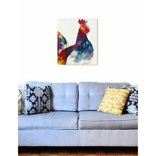Oliver Gal 'Rooster Wow' Animals Wall Art Canvas Print - Blue, Red ...