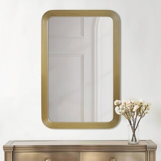 Rounded Rectangle Fluted Wall Mirror Gold - Bed Bath & Beyond - 42593415