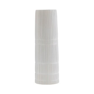 Ceramic 15"H Lined Cylinder Vase, White, Cylinder, 15"H, Line - Bed ...