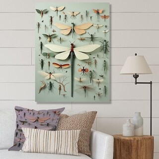 Designart "Curious Dragonflies I" Insects & Bugs Wall Décor Green ...