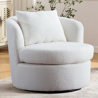 Lamb Wool Fabric Upholstered Comfy 360 Degree Round Barrel Chairs - Bed ...