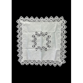 White Floral Lace Embroidered Cutwork Square tablecloth, 36 inch Square ...