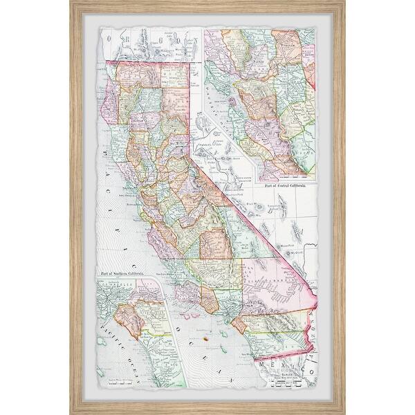 'California Counties Map' Framed Painting Print - Bed Bath & Beyond ...