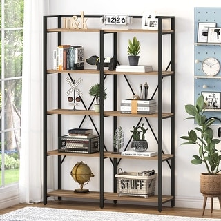Tier Industrial Bookshelf, Double Wide Large Book Shelf, Heavy Duty ...