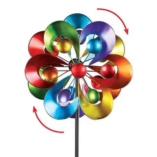 Colorful Double Spinner Yard Stake - 16.600 x 14.200 x 4.200 - Bed Bath ...