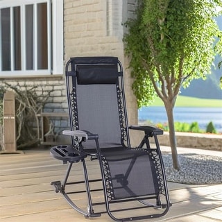 Outsunny Outdoor Rocking Chairs,Foldable Reclining Lounge Rocker - Bed ...