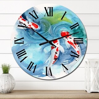 Designart 'Three Koi Fish With Red Spots In Blue Water' Nautical ...
