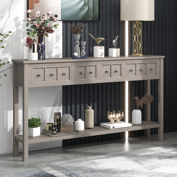 60 Console Table Sofa Table With 2 Size Drawers And Bottom Shelf On Sale Bed Bath Beyond 34935408