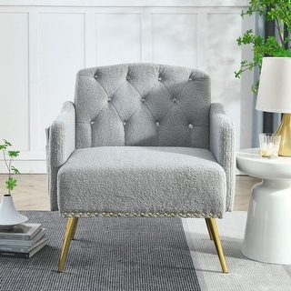 30" W Modern Tufted Upholstered Accent Chair Cotton Deep Buttons ...
