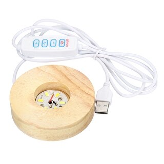 LED Light Round Wooden 3.15" 3-Colors Dimmable Display Base Stand Wood ...