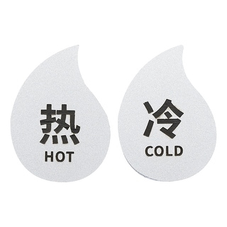 Self Stick Hot/Cold Water Label, Acrylic Drop Shape Signs Silver - Bed ...