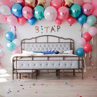 King Size High Boad Metal Bed with Soft Head and Tail, No spring, Easy ...