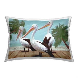 Stupell Tropical Pelicans on Dock Printed Outdoor Throw Pillow Design ...