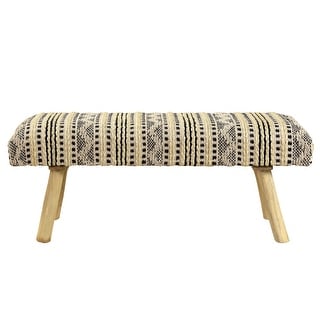 Sevita Black/Cream Southwestern Indoor Bench - 48" L x 18" W x 18" H ...