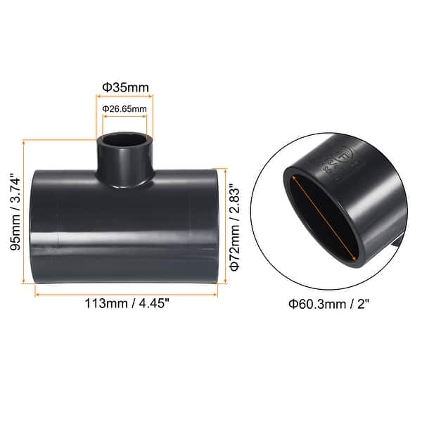 UPVC 2" to 3/4" Reducing Tee Pipe Fitting T Shape Socket Connector ...