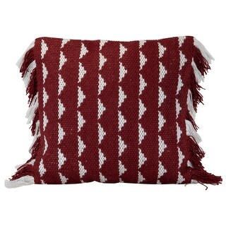 Foreside Home & Garden Red Triangle Pattern Hand Woven 18x18" Outdoor ...