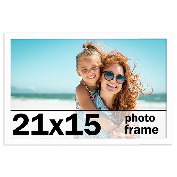 21x15 Frame White Solid Wood Picture Frame Includes UV Acrylic Shatter ...