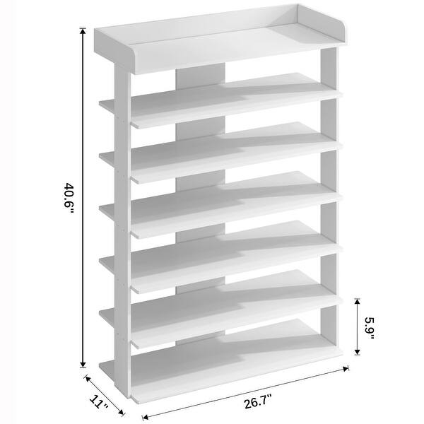 Large 6 Tiers Wooden Shoes Racks, Vertical Shoe Rack for Entryway ...