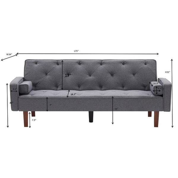 Modern Sofa Bed Sponge Upholstered Daybeds with Square Pillow and 3 ...