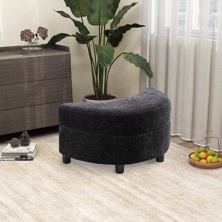 Chenille Upholstered Novelty Sofa Stool Half-Moon Storage Stool Side ...