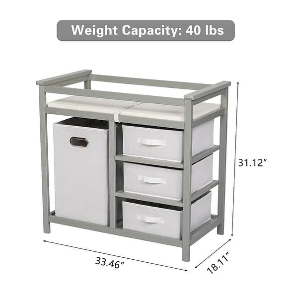 Diaper Changing Station With Drawers Wooden Baby Changing Table With ...