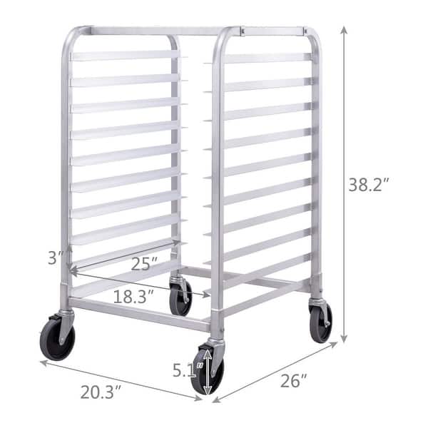 10 Sheet Aluminum Rolling Bakery Pan Rack - 20.3" x 26" x 38.2" ( L x W ...