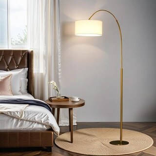 6FT Arch Shape Floor Lamp with Flexible Shade Head 180° & Metal Round ...